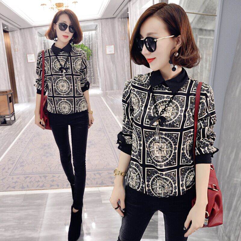Korean Style Shirt Female Long Sleeve Autumn Large Size Dress Fat Mm