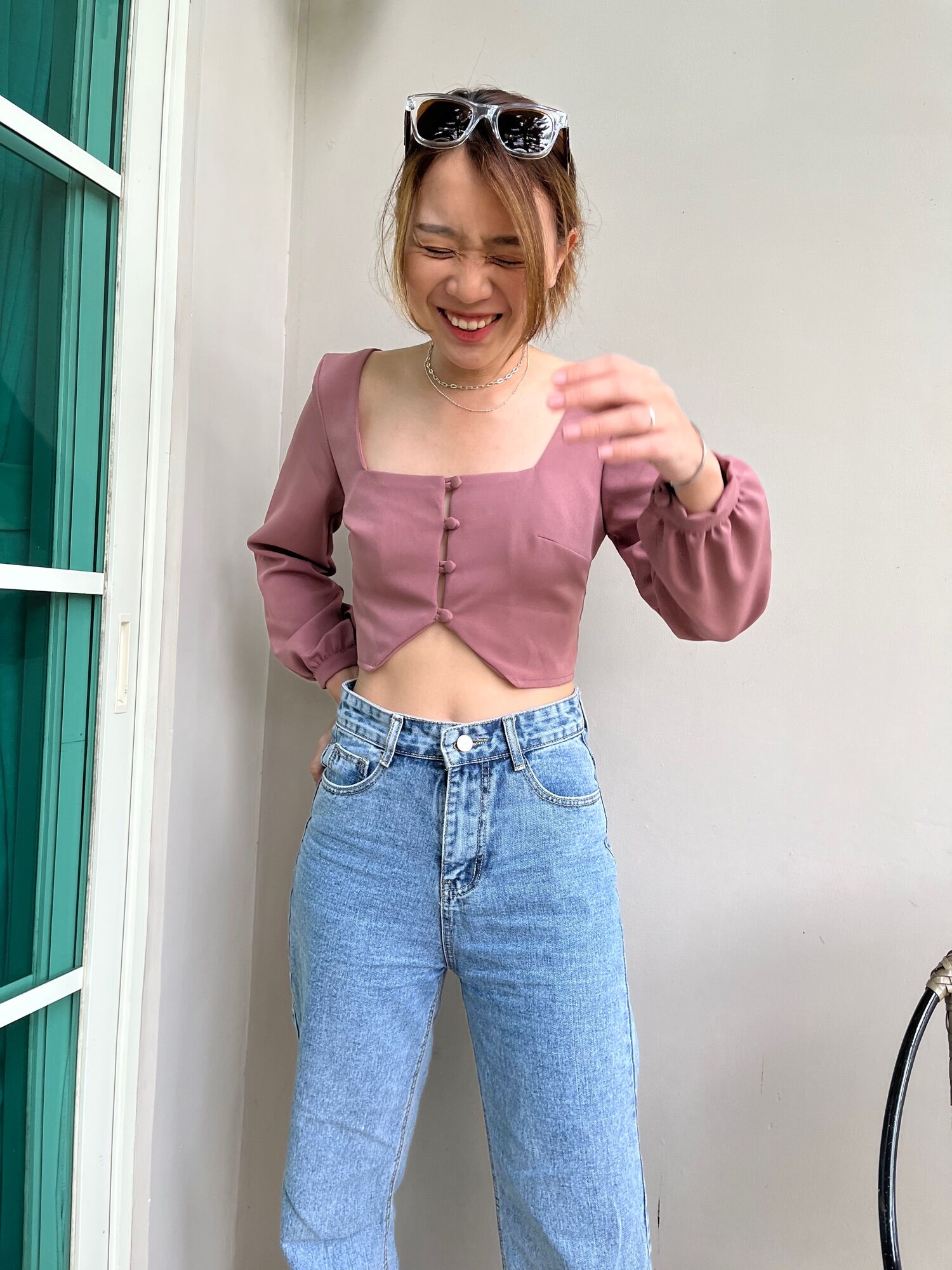 WARAN Crop Top เสื้อครอปสั้น แขนยาว สี Pink Dahlia - Warm.studioth ...