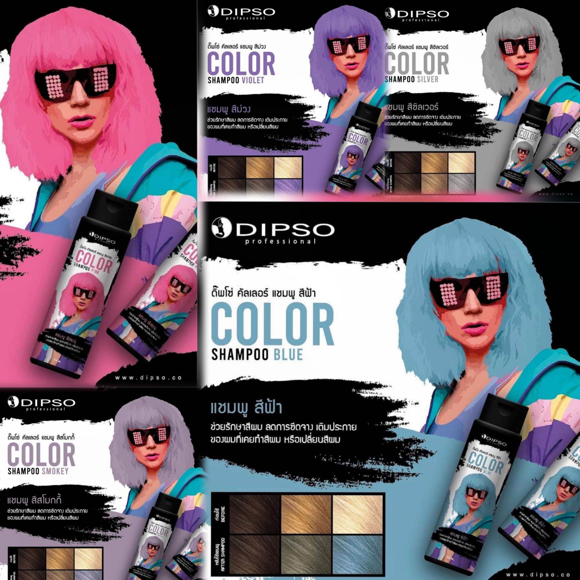 Dipso Color Shampoo แชมพูรักษาสีผมเพิ่มประกายสีผม มี 5 เฉดสี - R.N.P ...