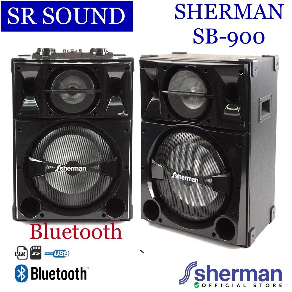 SHERMAN SB801 (สีดำ) ชุดลำโพงขยายกลางแจ้ง 12 นิ้ว 160 วัตต์ Bluetooth speaker มีรับประกัน - MixASale