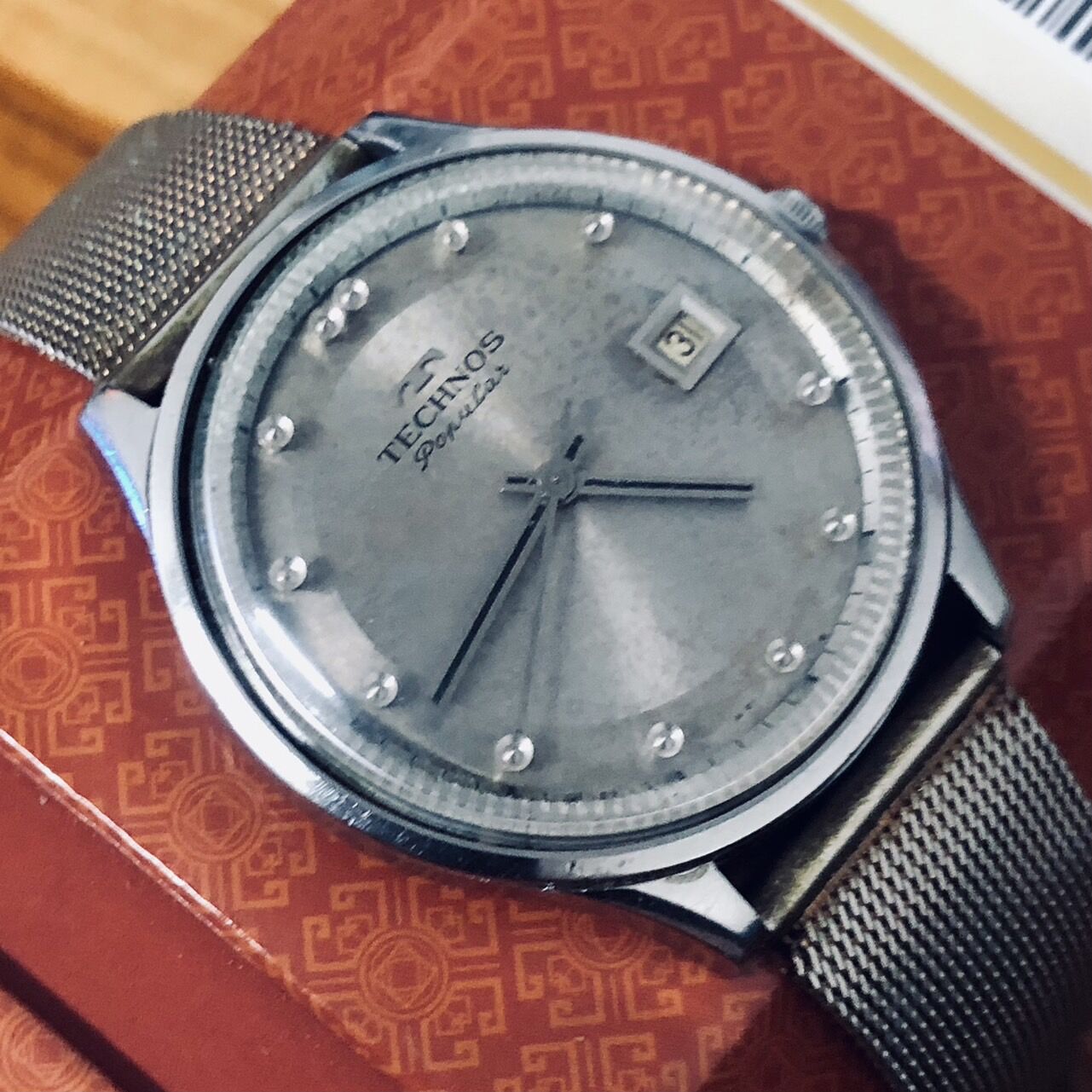 นาฬิกาวินเทจ นาฬิกา TECHNOS Automatic swiss ตัวเรือนหน้าปัดดั้งเดิม ขนาด 38 มม. นาฬิกาวินเทจทรง ...