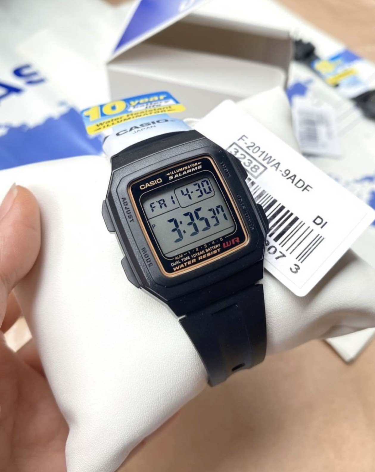 Casio นาฬิกาข้อมือผู้ชาย นาฬิกาเด็กCASIO แบตเตอรี่ 10 ปี สีดำ สายเรซิน รุ่น F-201WA F-201WA-1A F ...