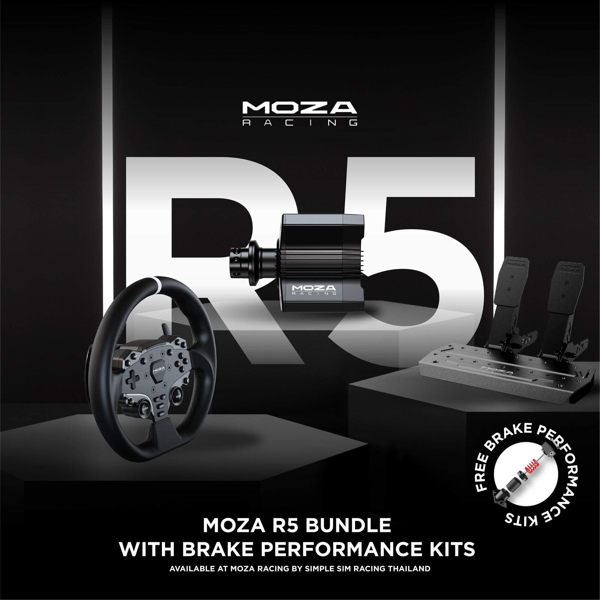 MOZA R5 BUNDLE ( 2 PEDALS ) +FREE BRAKE PERFORMANCE KIT | Lazada.co.th
