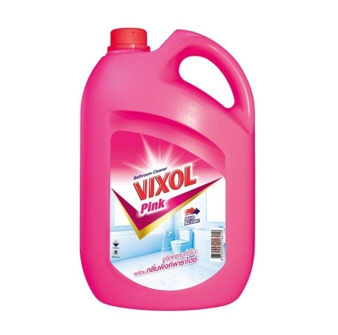 VIXOL วิกซอล น้ำยาล้างห้องน้ำ สำหรับคราบติดแน่น สีชมพู ขนาด3500 มล.(แพ ...