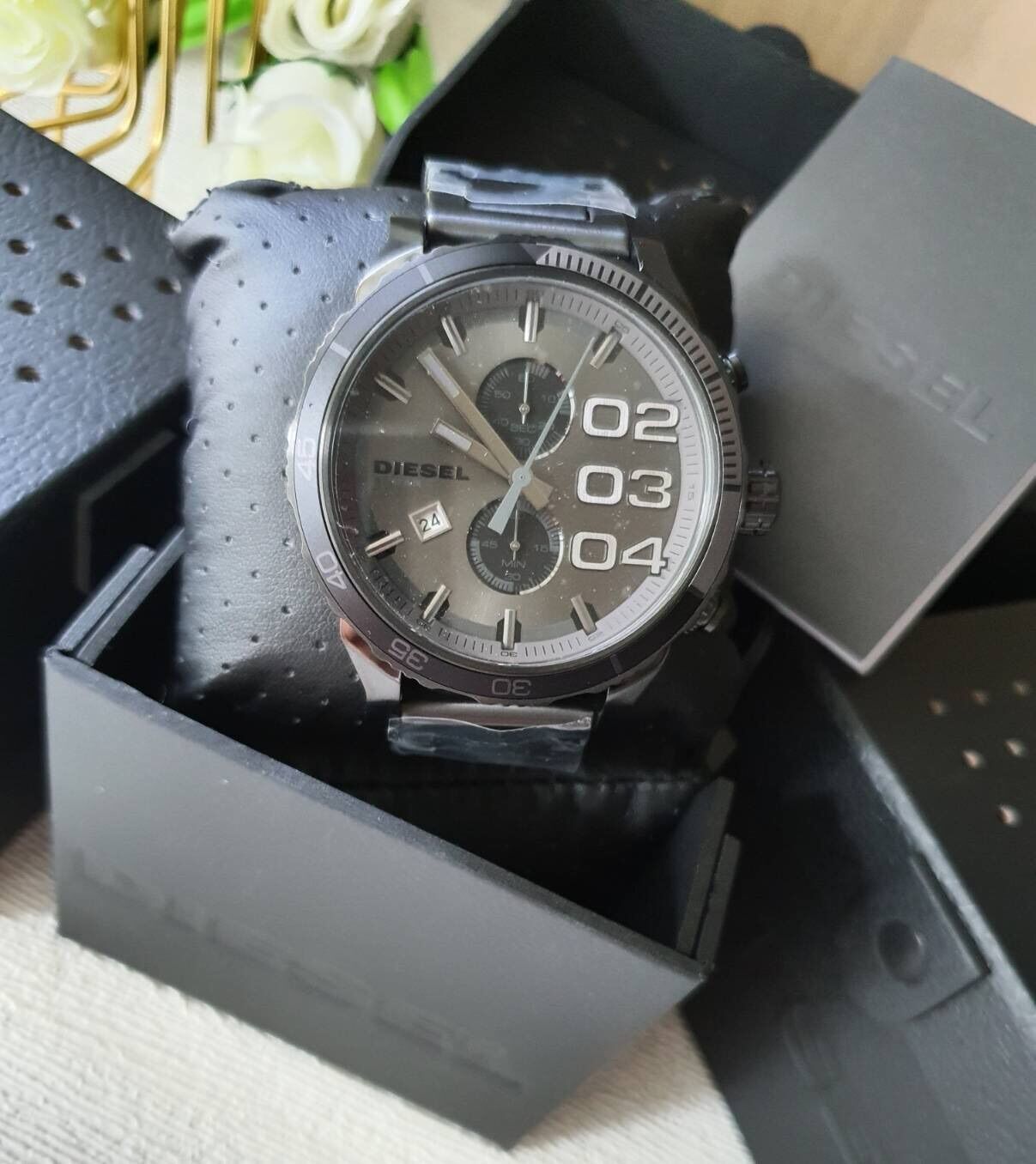 3890.- Diesel Men's Double Down 48 Chronograph Gunmetal Stainless Steel ...