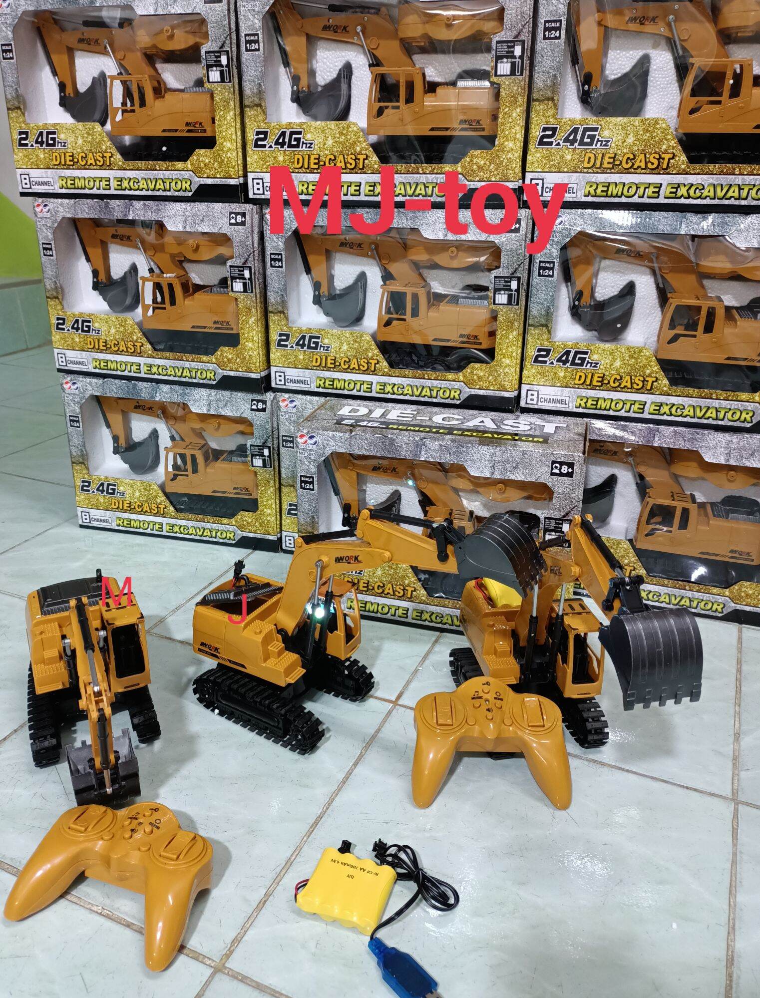 รถแม็คโครบังคับด้วยรีโมท2 4GH.หัวตักโลหะยกเดินหน้าถอยหลังเลี้ยวหมุนรอบ ...