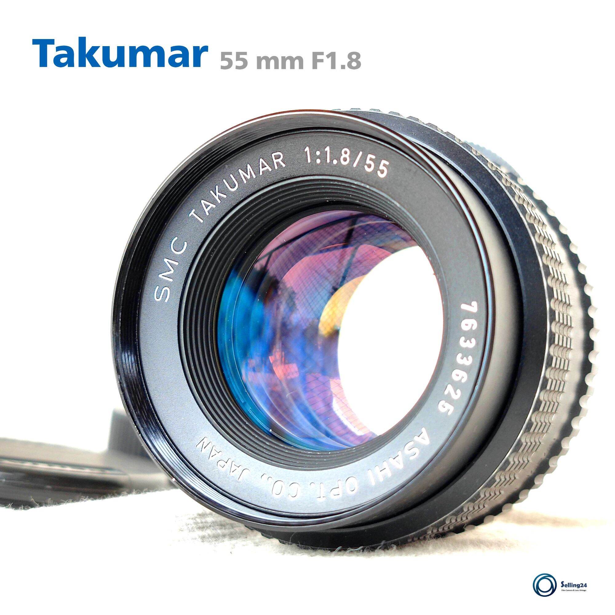 เลนส์กล้อง SMC Takumar 55mm f/1.8 MF Standard LensMount M42 หน้าเลนส์ 49 มม #7633625 พร้อมฝาหน้า ...