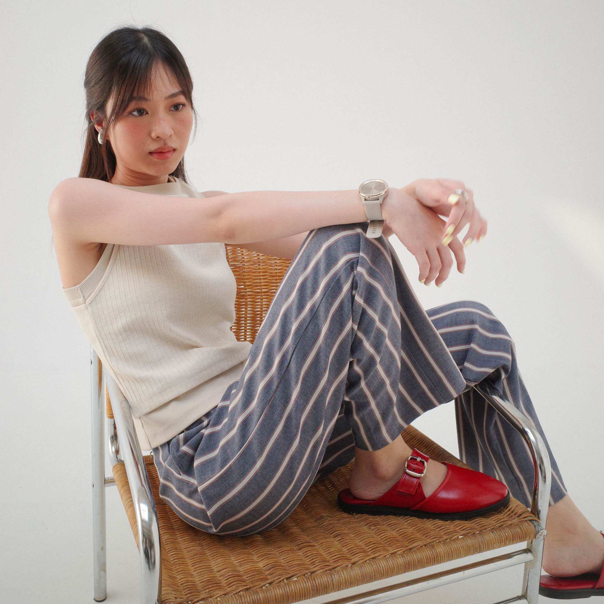 5pm.sun pablo pants กางเกงทรง loose straight ลายทาง ผ้ายับยาก -) - 5pm ...