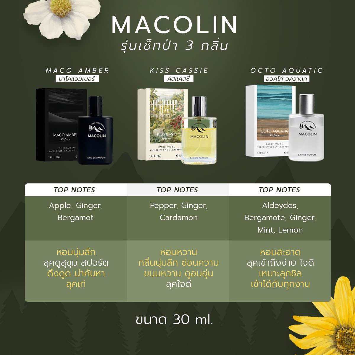 MACOLIN น้ำหอม (ป่าเหลือง) KISS CASSIE PERFUME 30ml หอมหวาน ละมุน ...