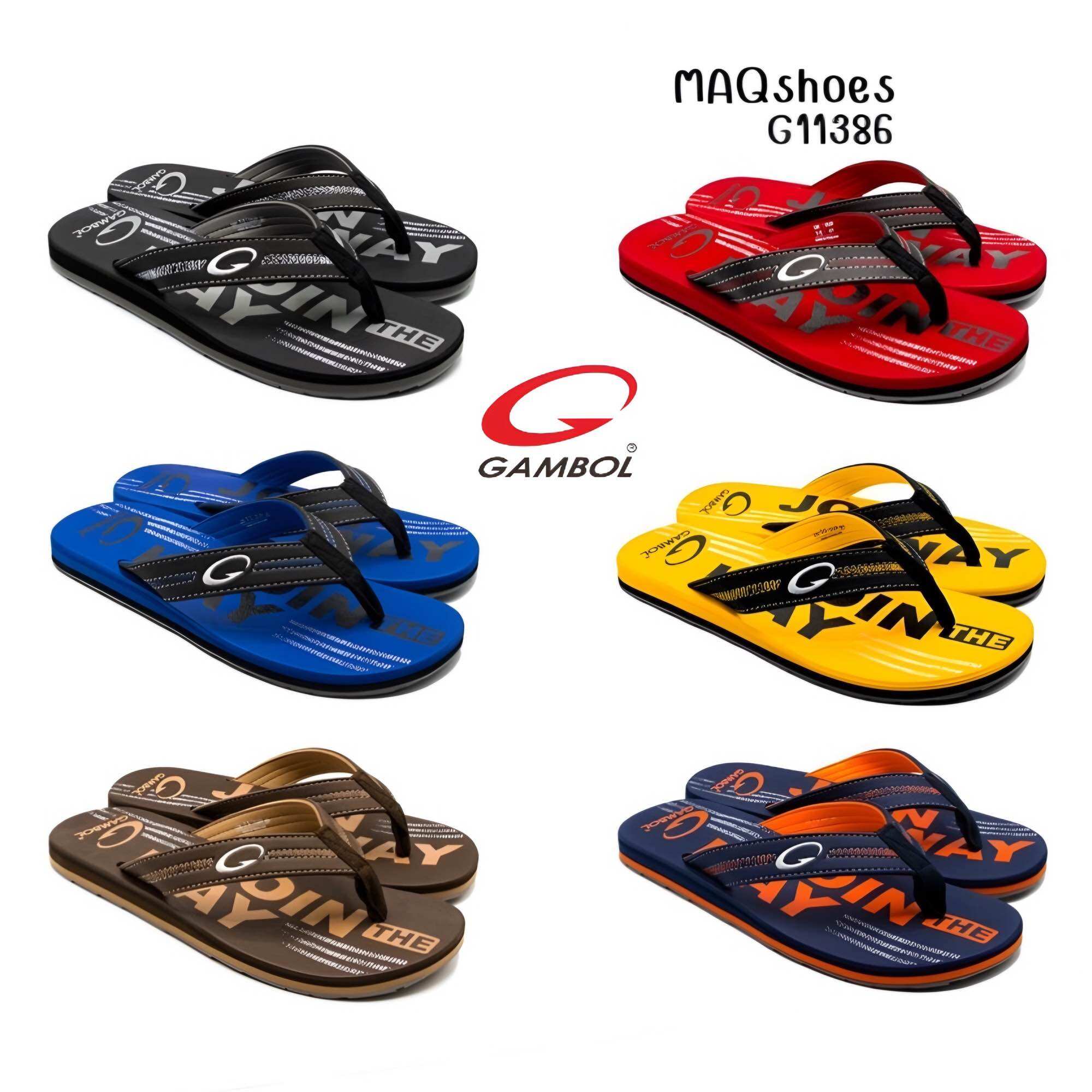Gambol แกมโบล รองเท้าแตะหนีบสไตล์ Graffiti 40-44 เทาดำ เหลือง แดง น้ำ ...