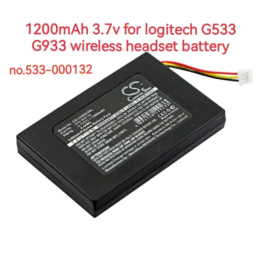 533-000132 1200mAh 3.7v for logitech G533 G933 wireless headset battery ...