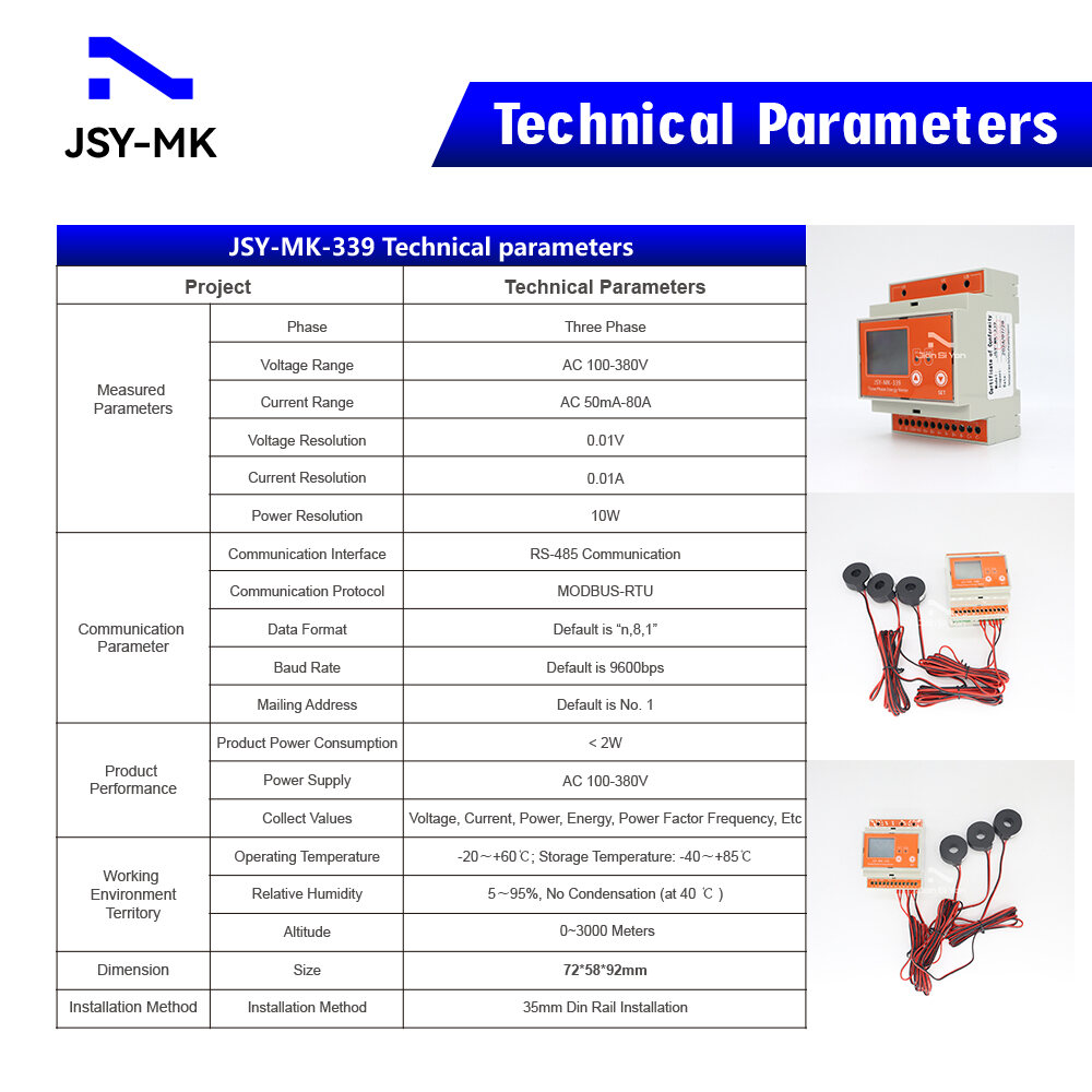 เครื่องวัดพลังงานอัจฉริยะ 3 เฟส 3 สาย 80A รุ่น JSY-MK-339 kWh เครื่อง ...