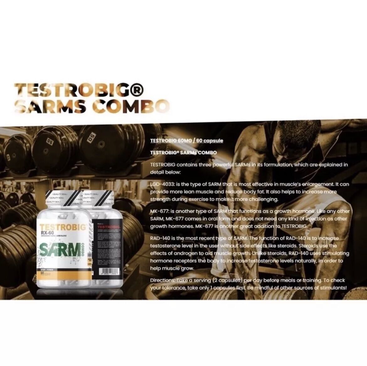 Sarm Combo Testrobig 60 mg 60 capsules - Sarms Enchanted - ThaiPick