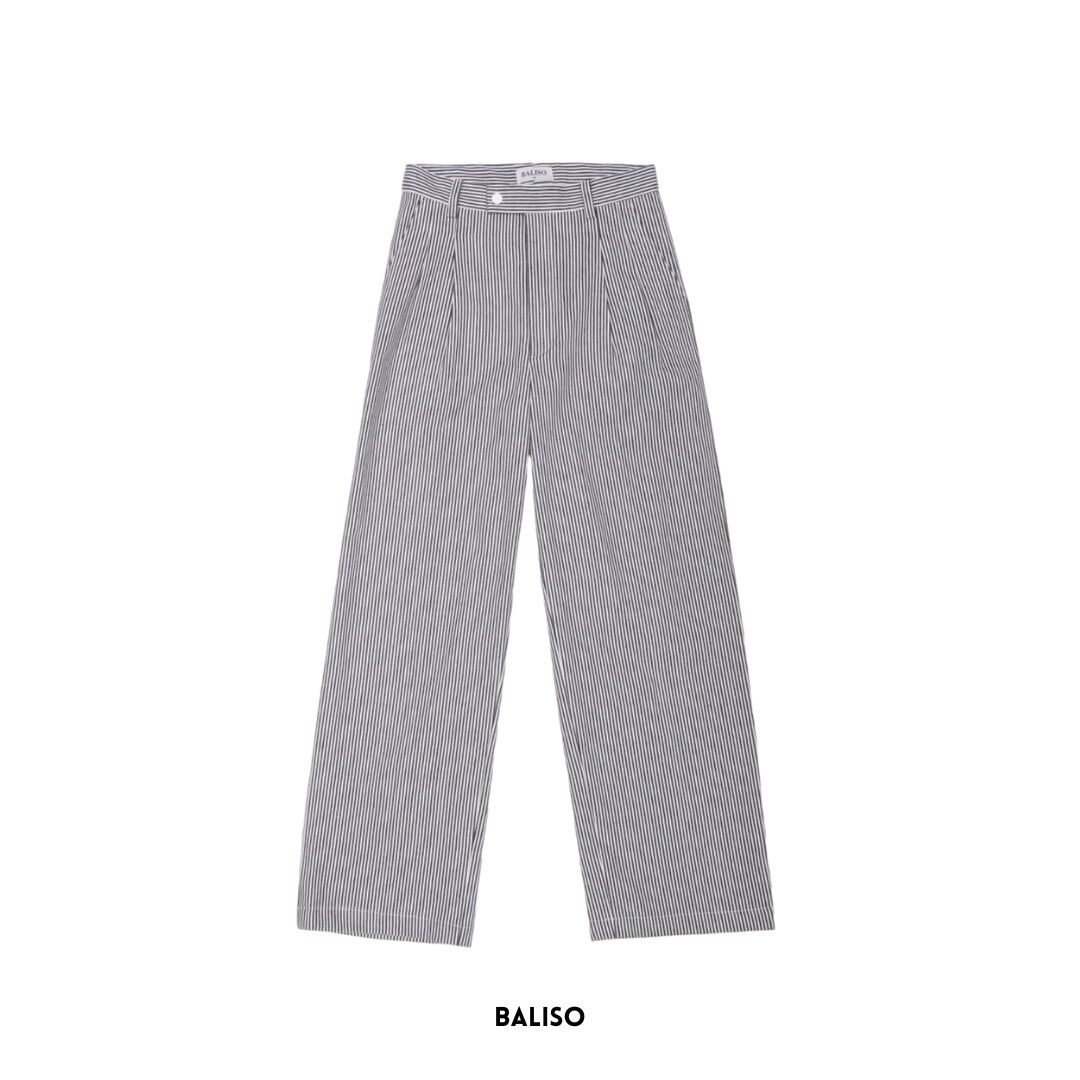 BALISO Double Pleated Striped Trouser - บาลิโซ - ThaiPick