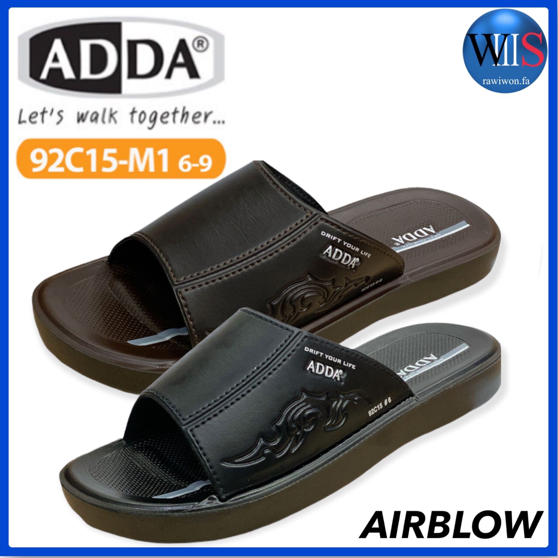 ADDA รุ่น 522 01 ????แท้ 100% รองเท้าแตะแบบสวม 52201 สีดำ ไซส์ 4-10 ...