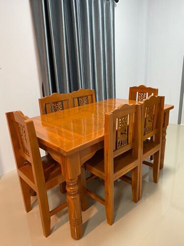 โต๊ะอาหารกวาง 6 ที่นั่ง ไม้สักแท้ จัดส่งฟรี ยกเว้นภาคใต้ | Lazada.co.th