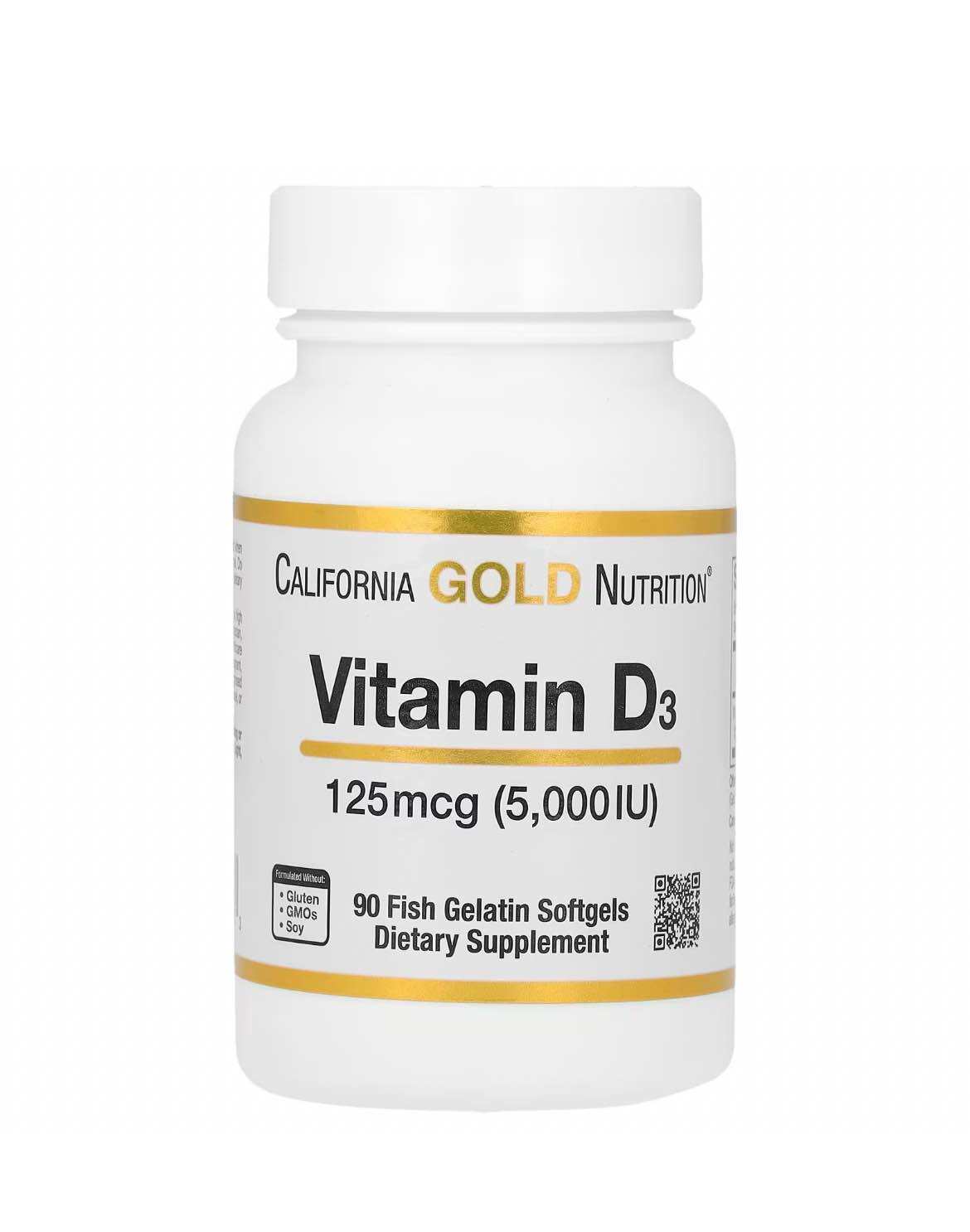 California Gold Nutrition Vitamin D3 125 mcg (5000 IU)90 softgels ...