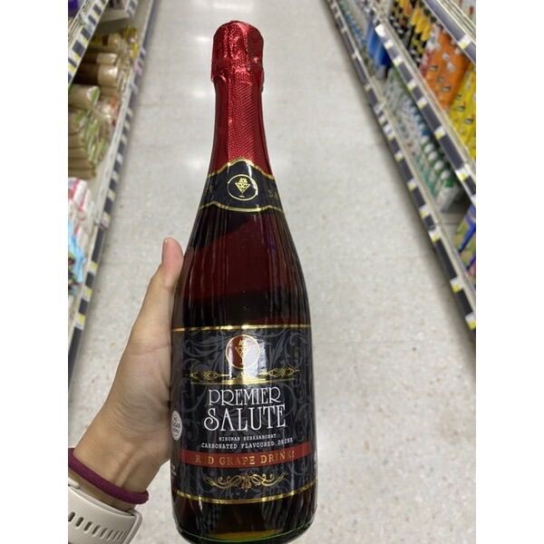 น้ำกลิ่นองุ่นแดง อัดก๊าซ สูตรไม่ใส่น้ำตาล ตรา พรีเมียร์ ซาลูท 750 G. Red Grape Carbonated ...