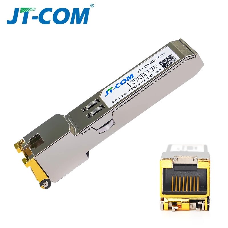 โมดูล SFP RJ45 สวิทช์ Gbic 10/100/1000 Connector SFP ทองแดง RJ45 SFP ...