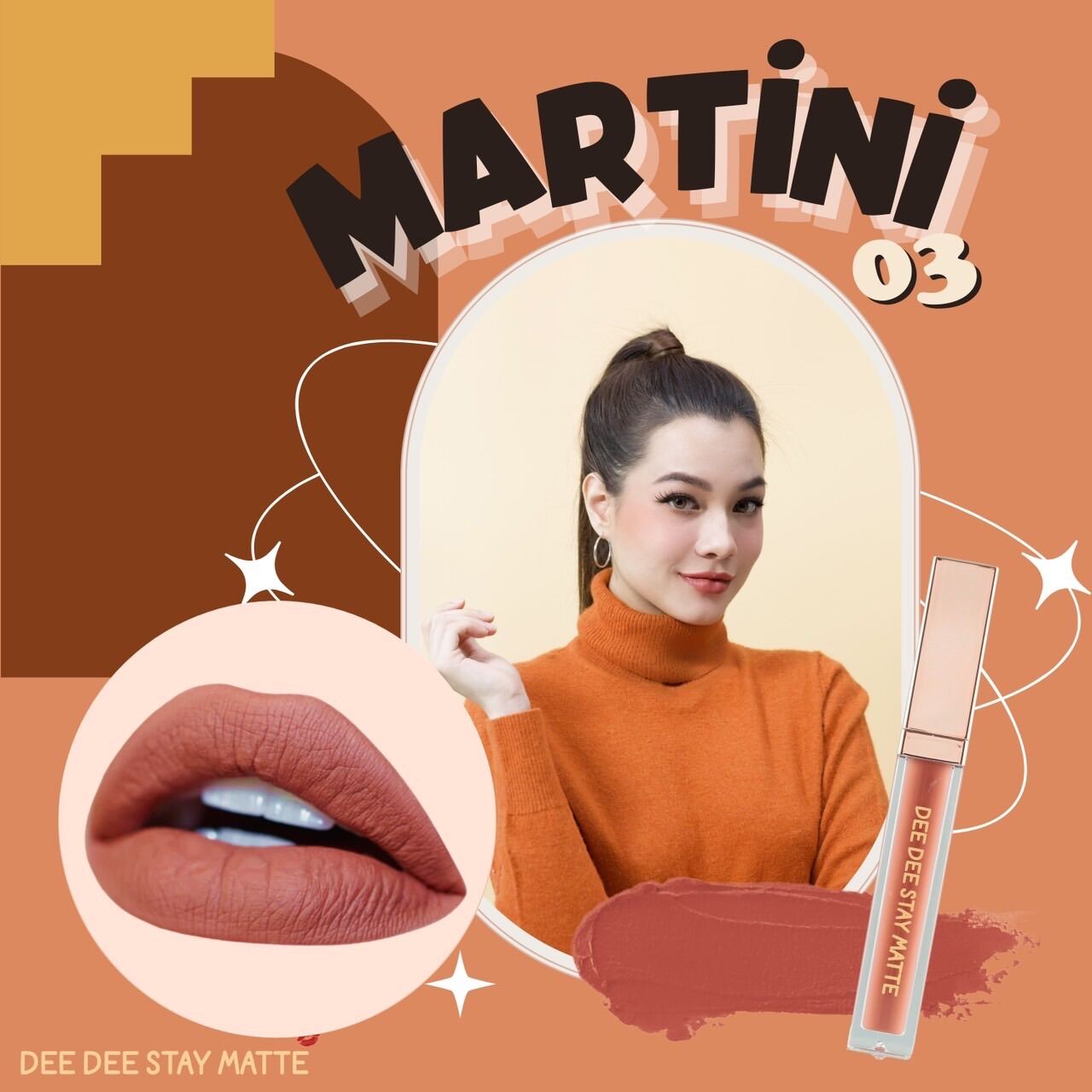 DeeDee Stay Matte เบอร์ D03 Martini ลิปแมทสูตรบางบางเบา ติดทนนาน ด้วยเทคโนโลยี ลิปฟิลเลอร์ เม็ด ...
