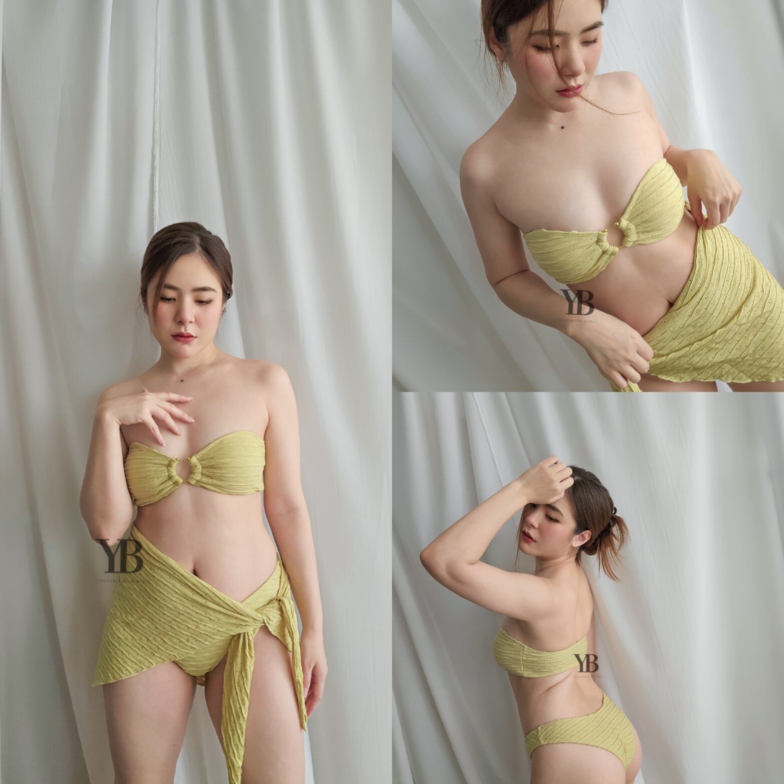 YOURS BIKINI BK1578️ชุดว่ายน้ำทูพีช เซตชุดว่ายน้ำทูพีชพร้อมผ้าผูก - YOURSBIKINI.STORES - ThaiPick