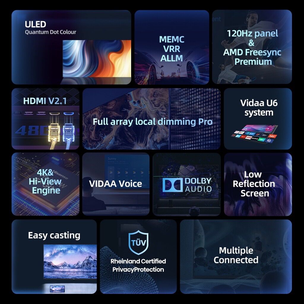 Hisense TV 85 นิ้ว 85EU7H 4K 120Hz ULED VIDAA U6 Quantum Dot Colour ...