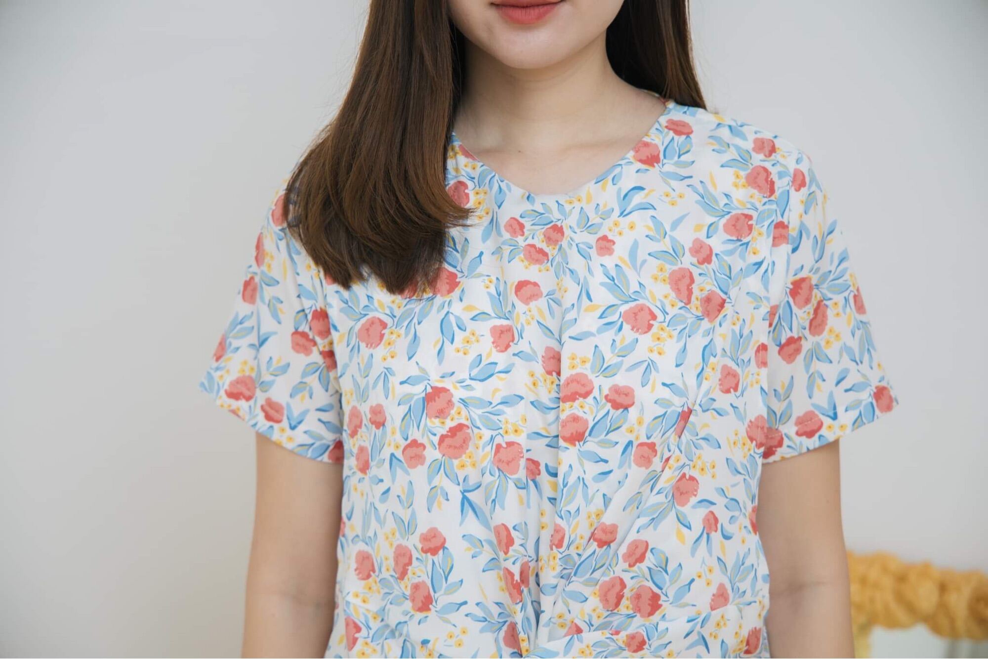 Mommade ชุดให้นม เดรสให้นม Sky White Flora Tie dress - ชุดให้นมmommadeshop - ThaiPick