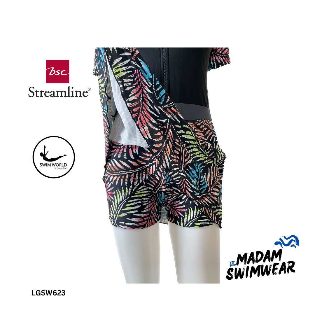 (SIZE X3XL) ชุดว่ายน้ำผู้หญิง ชุดติดกัน ด้านในมีกางเกงขาสั้น Swim world ...