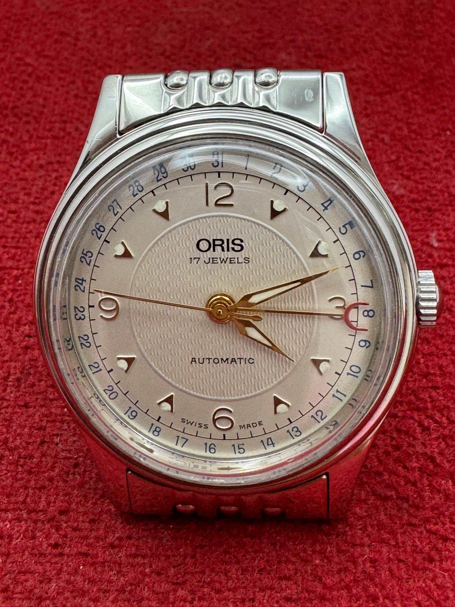 ORIS 17 Jewels Automatic สี่เข็ม เข็มชี้วันที่ก้ามปู ตัวเรือนสแตนเลส นาฬิกาผู้ชาย มือสองของแท้ ...