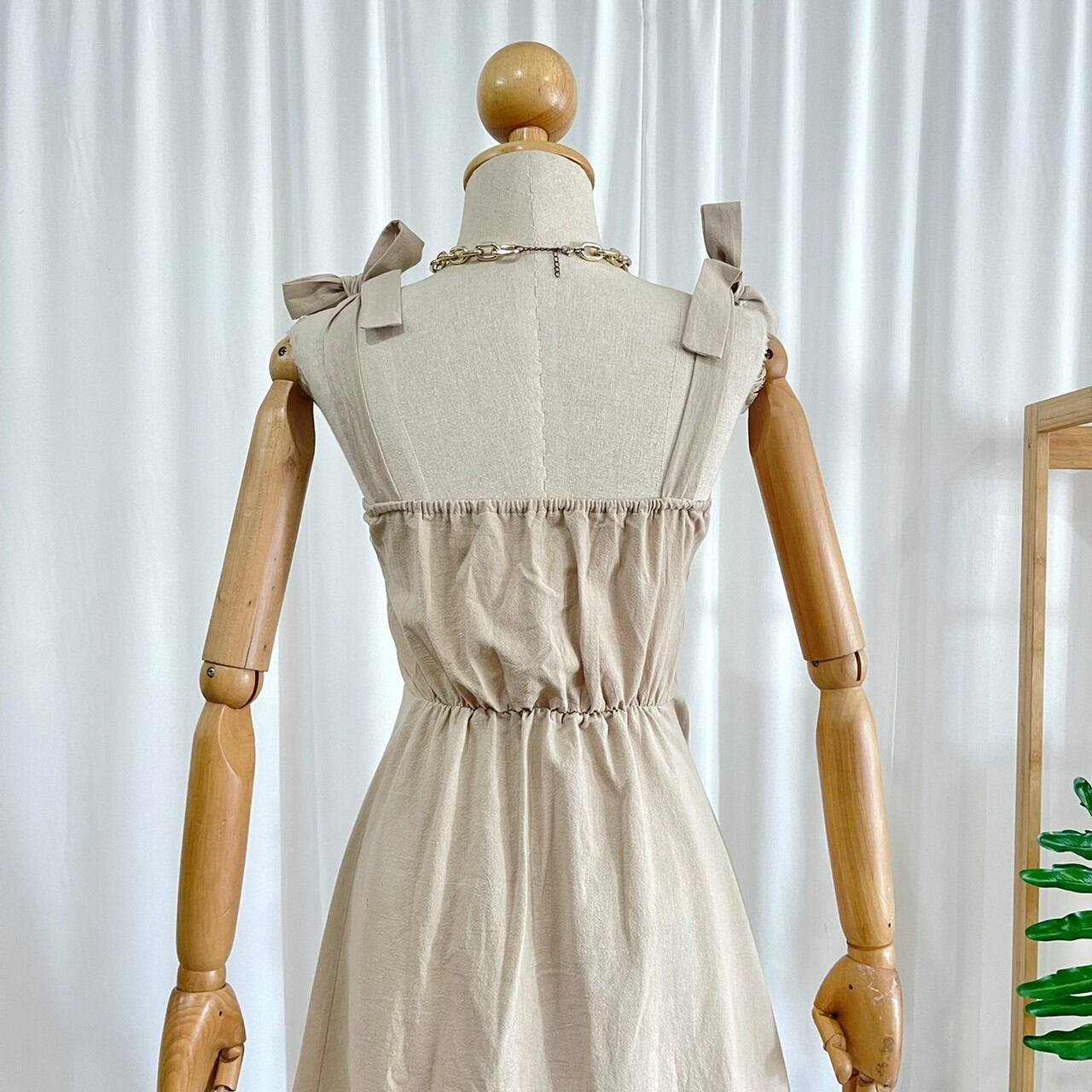 DD34 เดรสสายผูก เดรสมินิมอล งานผ้าฝ้าย - sasithornshop98 - ThaiPick