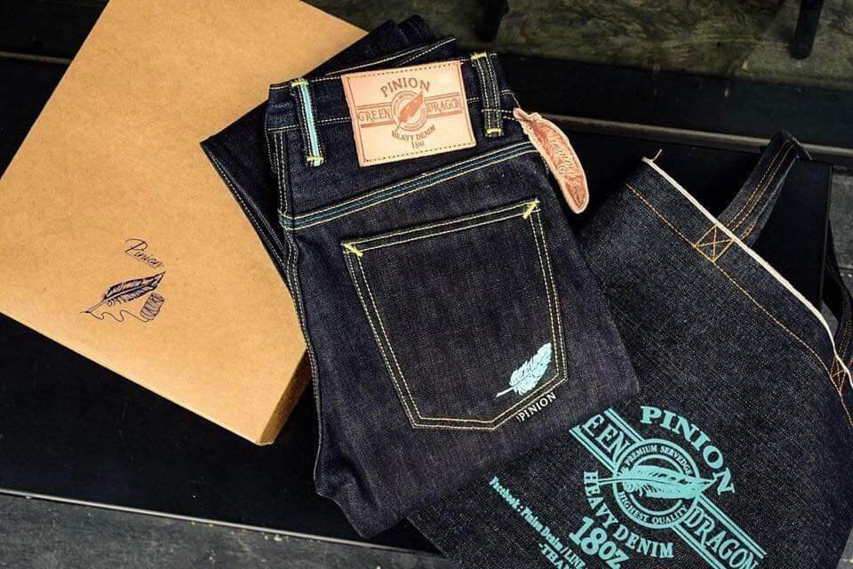 Pinion Denim 18 oz. Green Dragon กระบอก เล็ก ริมเขียว (งานลิขสิทธิ์ แท้ ...