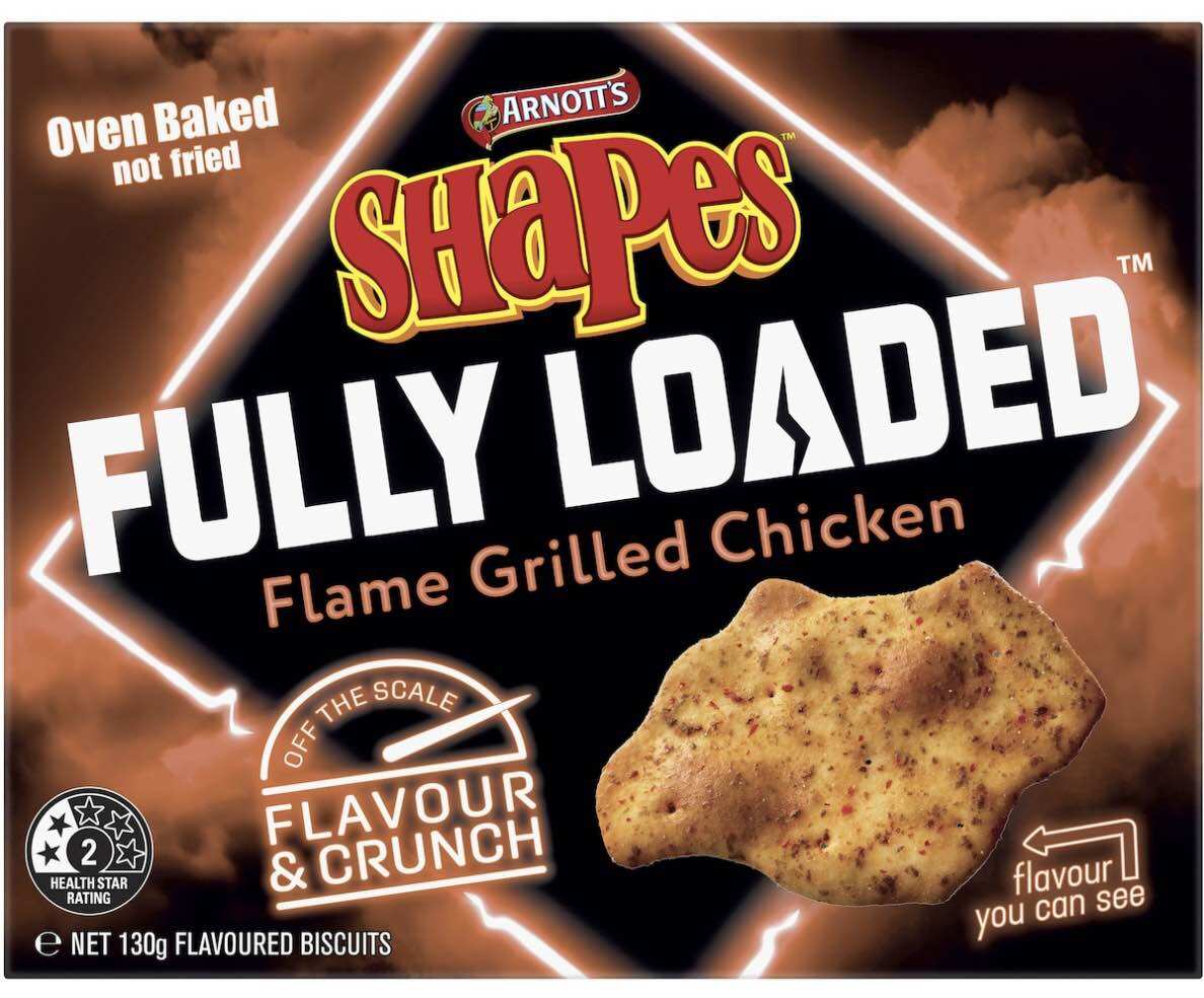 Arnott's Shapes Fully Loaded Crackers Flame Grilled Chicken product for ...