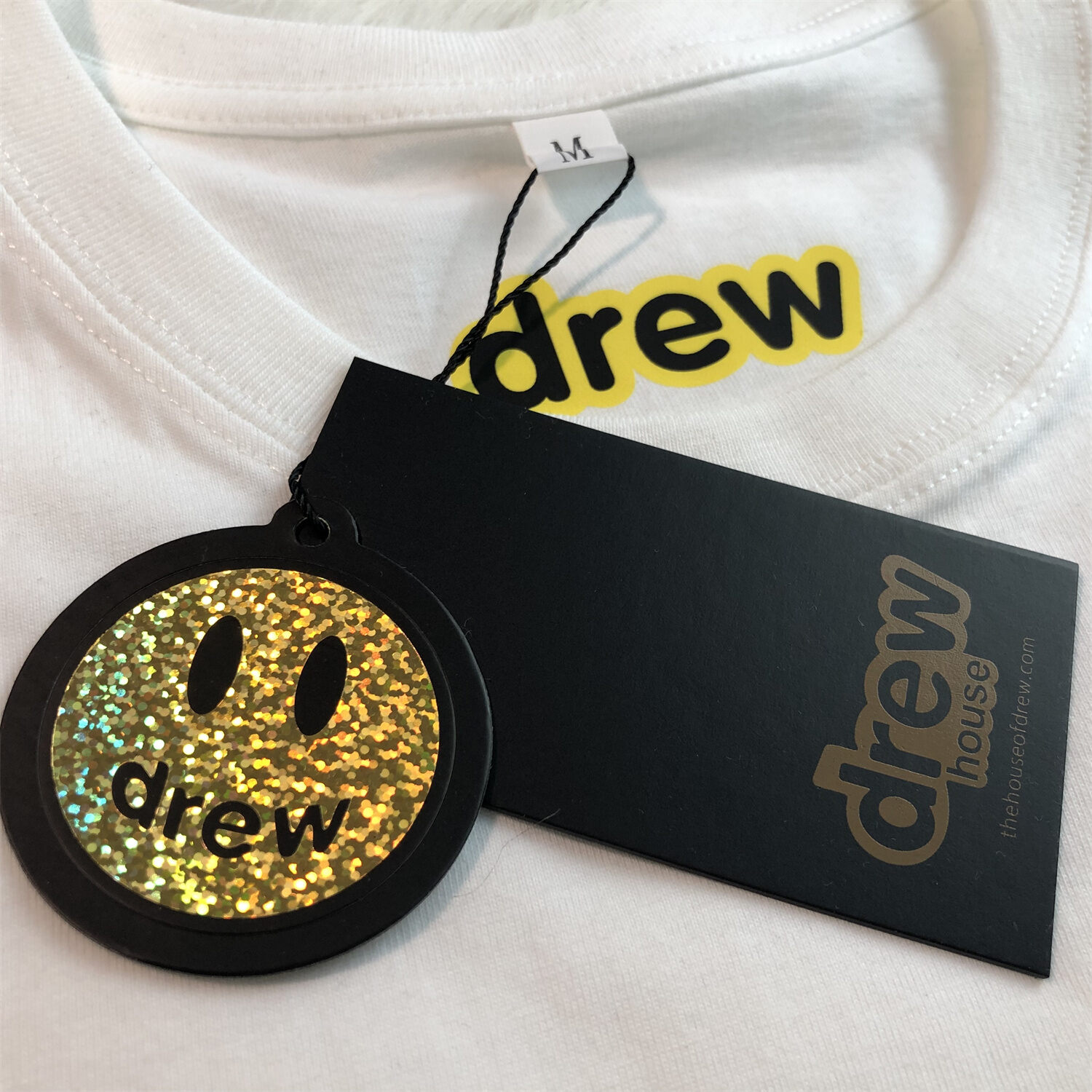 Drew House เสื้อยืดแขนสั้นทรงหลวมผ้าฝ้ายแท้ FOG ไฮสตรีทแบบเดียวกับเน็ต ...