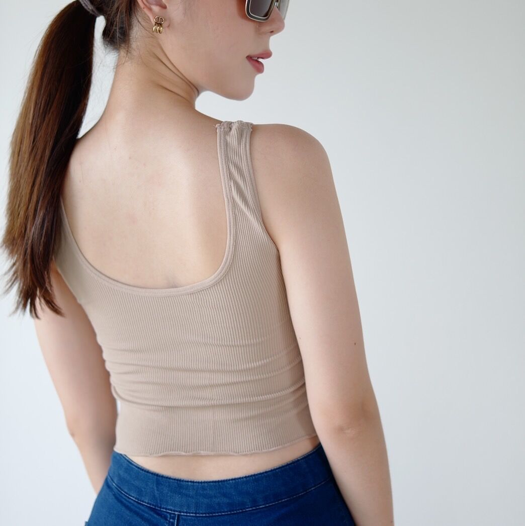 รหัส005 MOLTIDA Studio เสื้อกล้ามครอปผ้าร่อง เนื้อทอแน่น เสริมฟองน้ำสุดปัง รุ่นนี้มีให้เลือก 4 ...