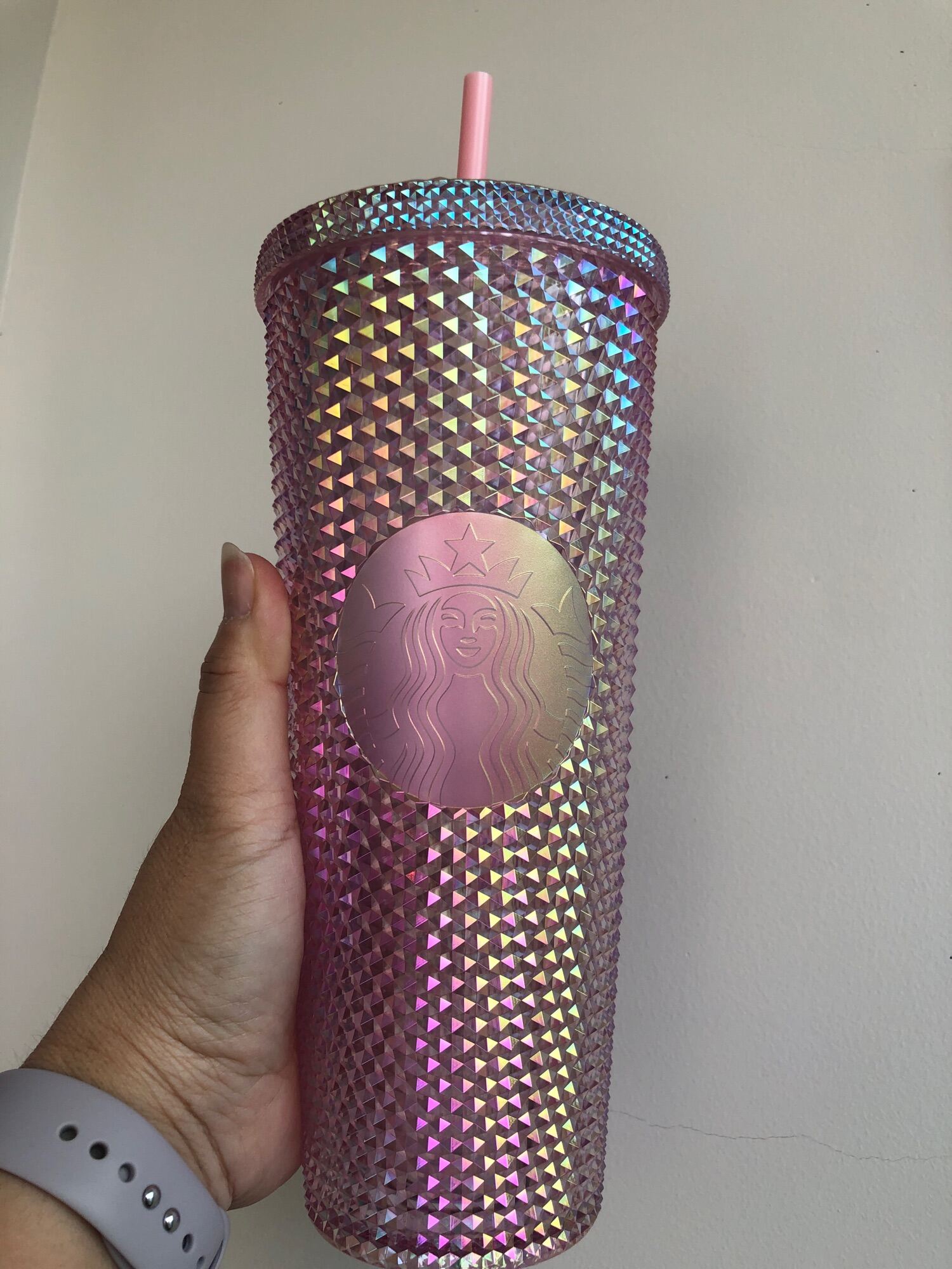 Starbucks Bling Crystal Pink Cold Cup 24 oz สตาร์บัคส์ แก้วหนามชมพู ...