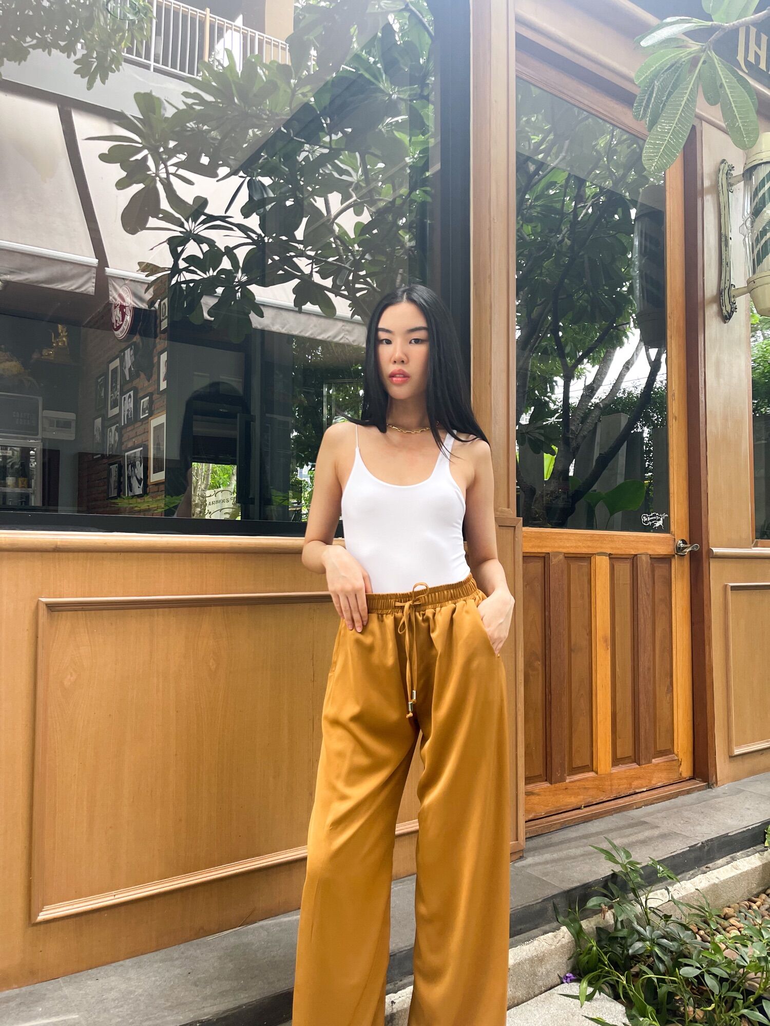 FAC Fabrique - Brown satin pants กางเกงขายาว - FAC Fabrique - ThaiPick