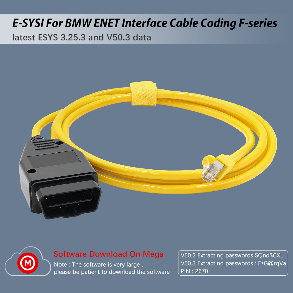 Esys ENET สายสำหรับ BMW F-Serie REFRESH ข้อมูลที่ซ่อนอยู่ ICOM Coding ...