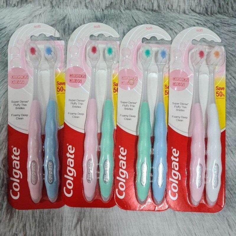 ️แพ็คคู่ 2 ด้าม ️ Colgate Cushion/Gentle Clean Toothbrush แปรงสีฟัน คอล ...