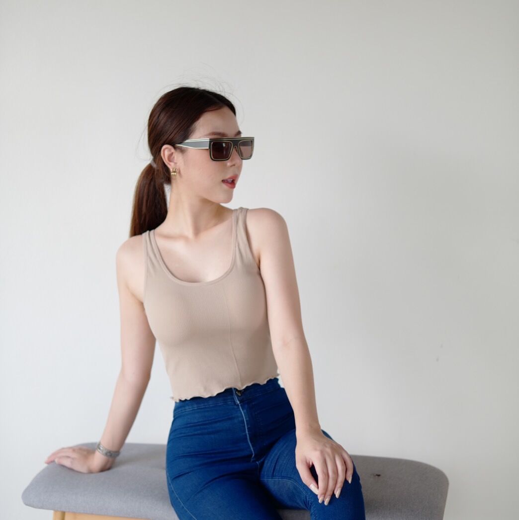 รหัส005 MOLTIDA Studio เสื้อกล้ามครอปผ้าร่อง เนื้อทอแน่น เสริมฟองน้ำสุดปัง รุ่นนี้มีให้เลือก 4 ...