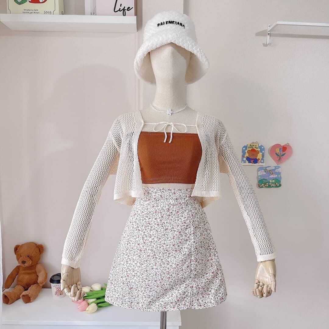 🧡PATCHARIN🧡🧸ชุดเซต 3 ชิ้น ( เสื้อคลุม+เกาะอก+กระโปรง) | Lazada.co.th