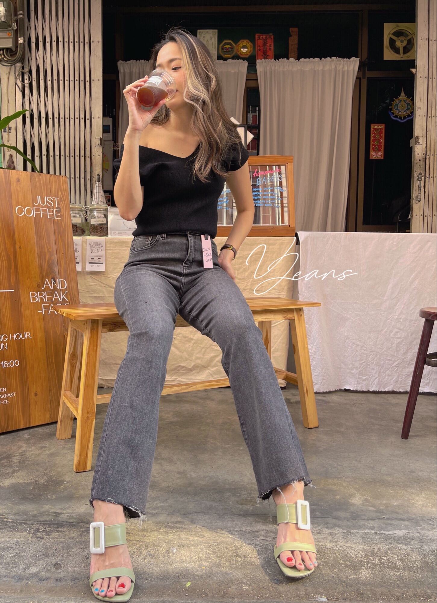 👑V-JEANS👑 กางเกงยีนส์ ป้าย CHU 🇰🇷 กางเกง ยีนส์ขายาว | Lazada.co.th