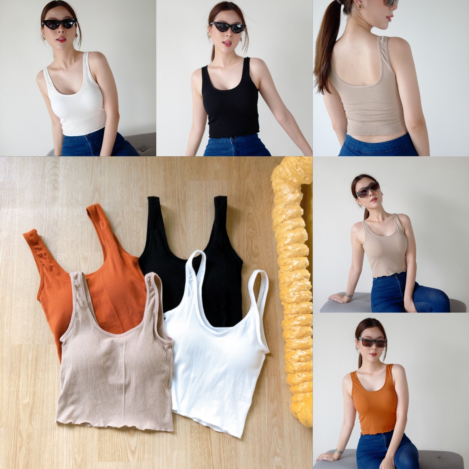 รหัส005 MOLTIDA Studio เสื้อกล้ามครอปผ้าร่อง เนื้อทอแน่น เสริมฟองน้ำสุดปัง รุ่นนี้มีให้เลือก 4 ...