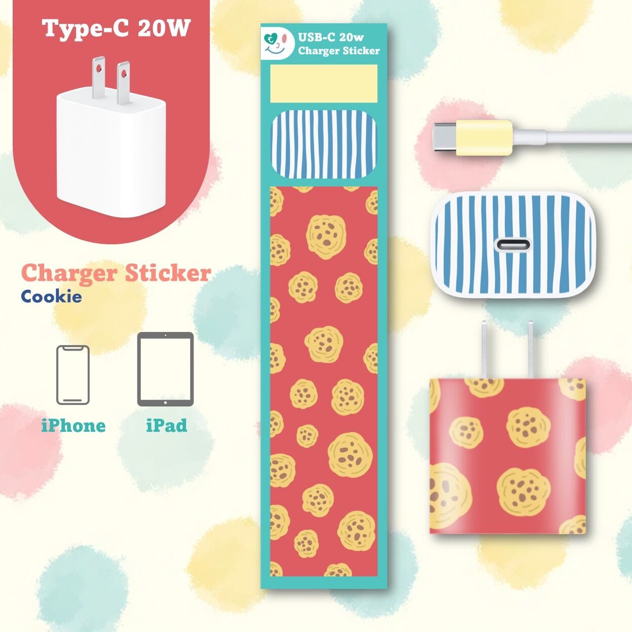 New สติ๊กเกอร์ติดหัวชาร์จ กันน้ำ CHARGER STICKER Mini Summer Collection ...