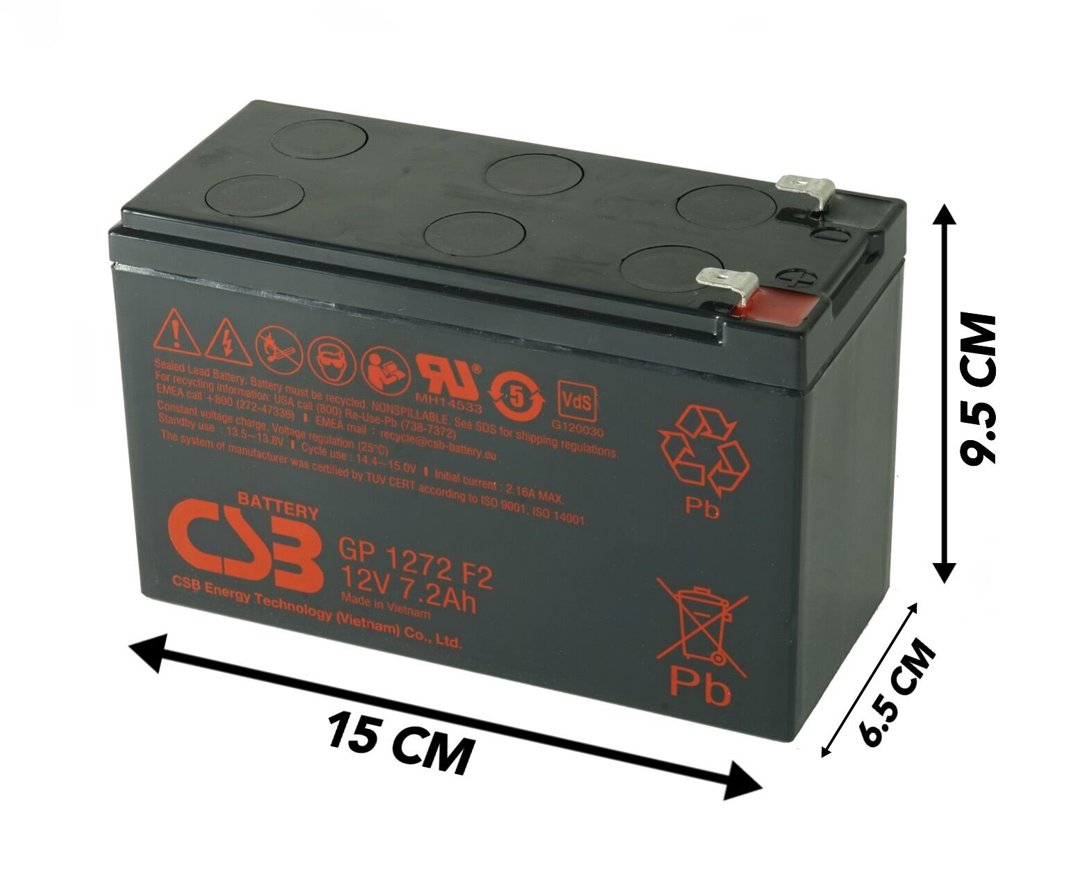 แบตเตอรรี่ CSB Battery รุ่น GP 1272 F2 12v7.2ah เหมาะสมสำหรับเครื่อง ...