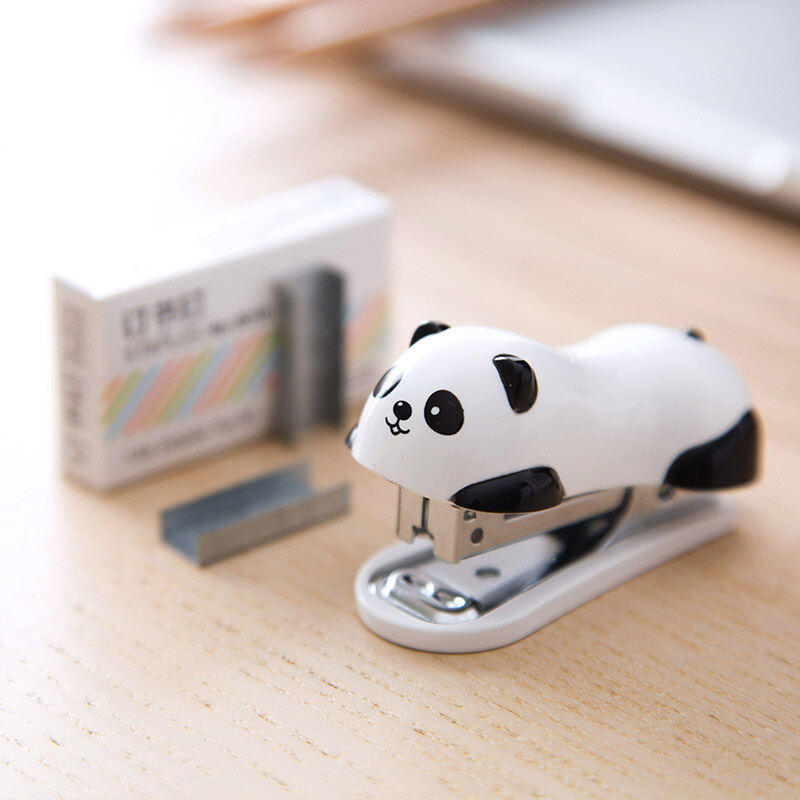 Deli Cute Cartoon Panda Mini Stapler Children Portable Small Stapler ...