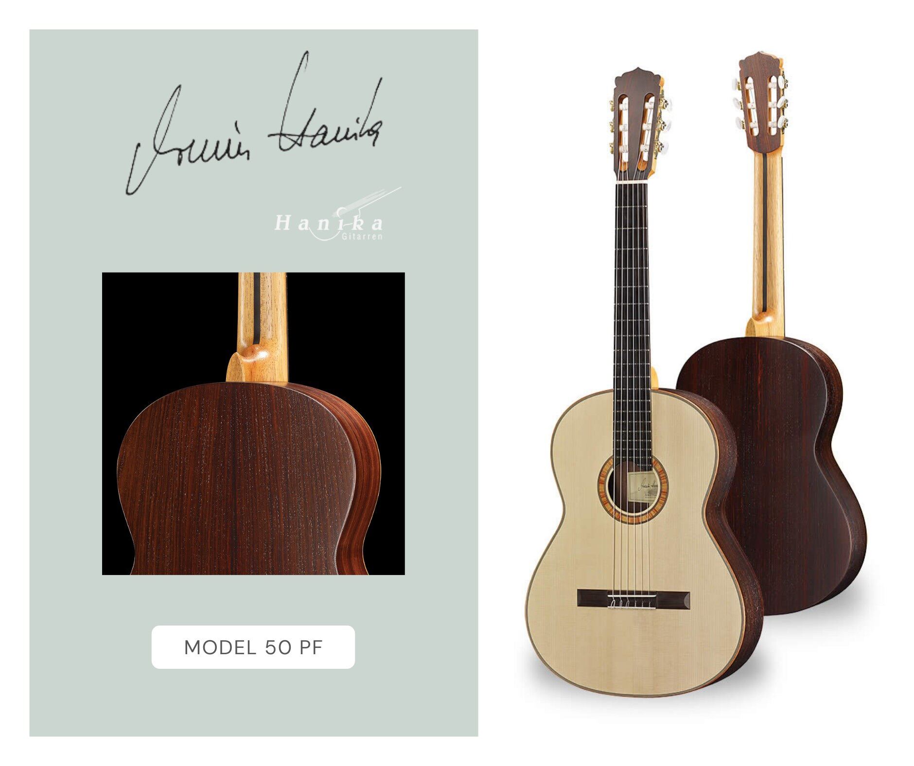 Hanika 50PF กีตาร์คลาสสิก/กีตาร์โปร่ง Made in Germany All Solid (Spruce/Indian) แถมตะไบคริสตัล ...