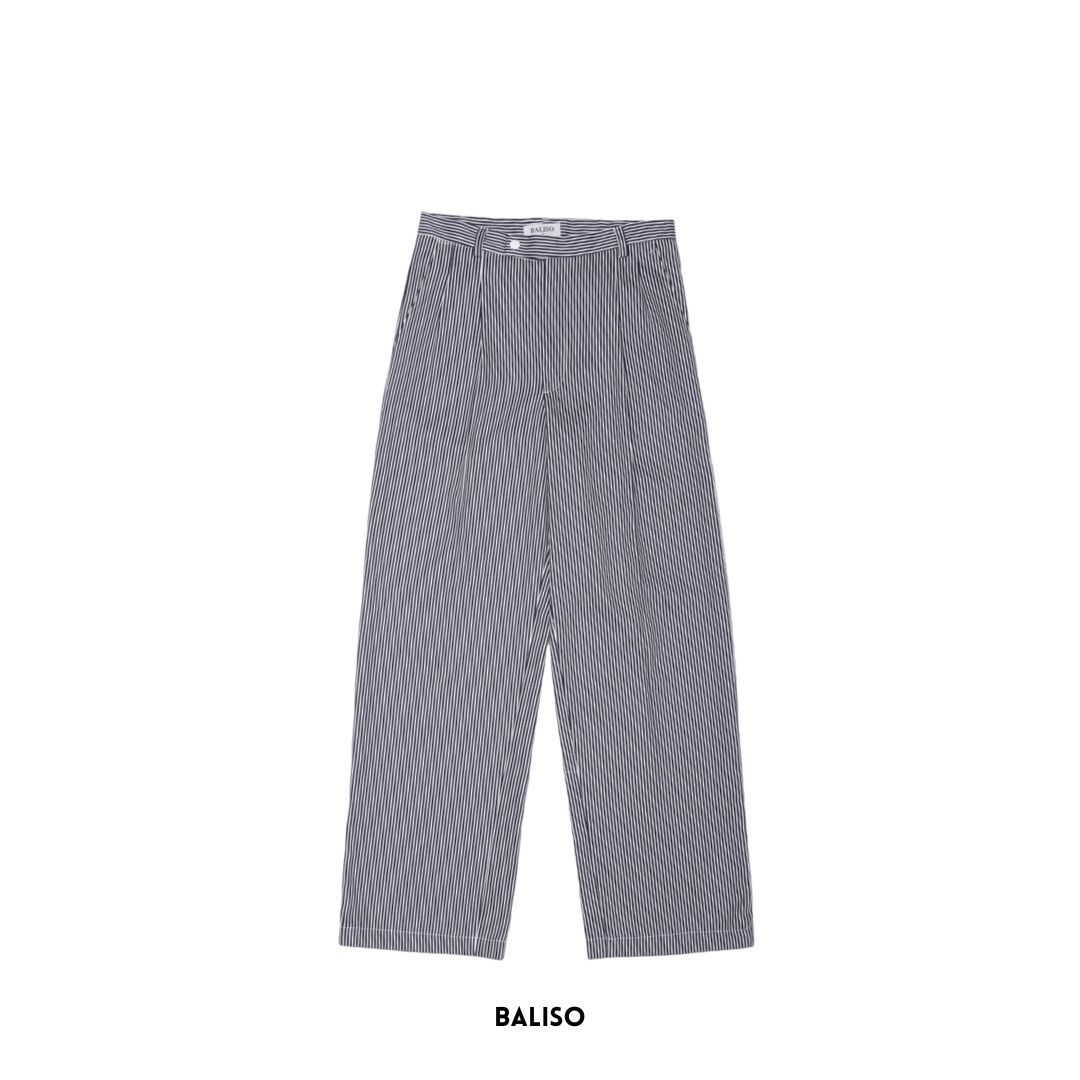 BALISO Double Pleated Striped Trouser - บาลิโซ - ThaiPick