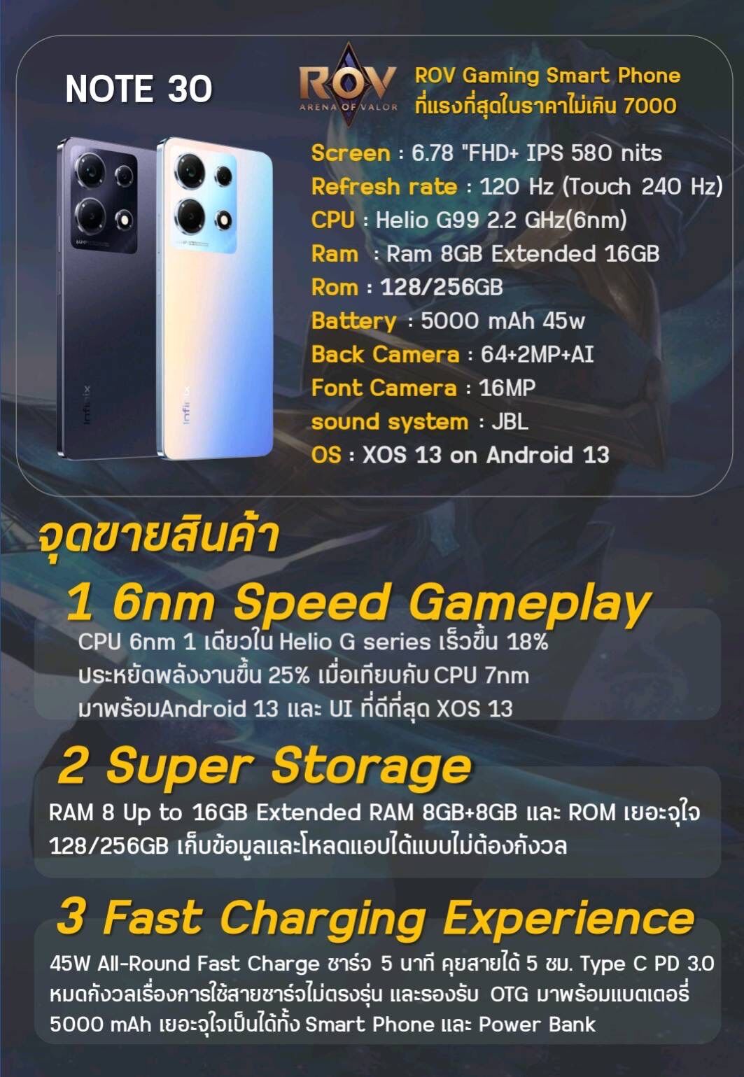infinix Note 30 5G New หน้าจอ 6.78นิ้ว Android 13 แบตเตอรี่ 5000mAh รับ ...