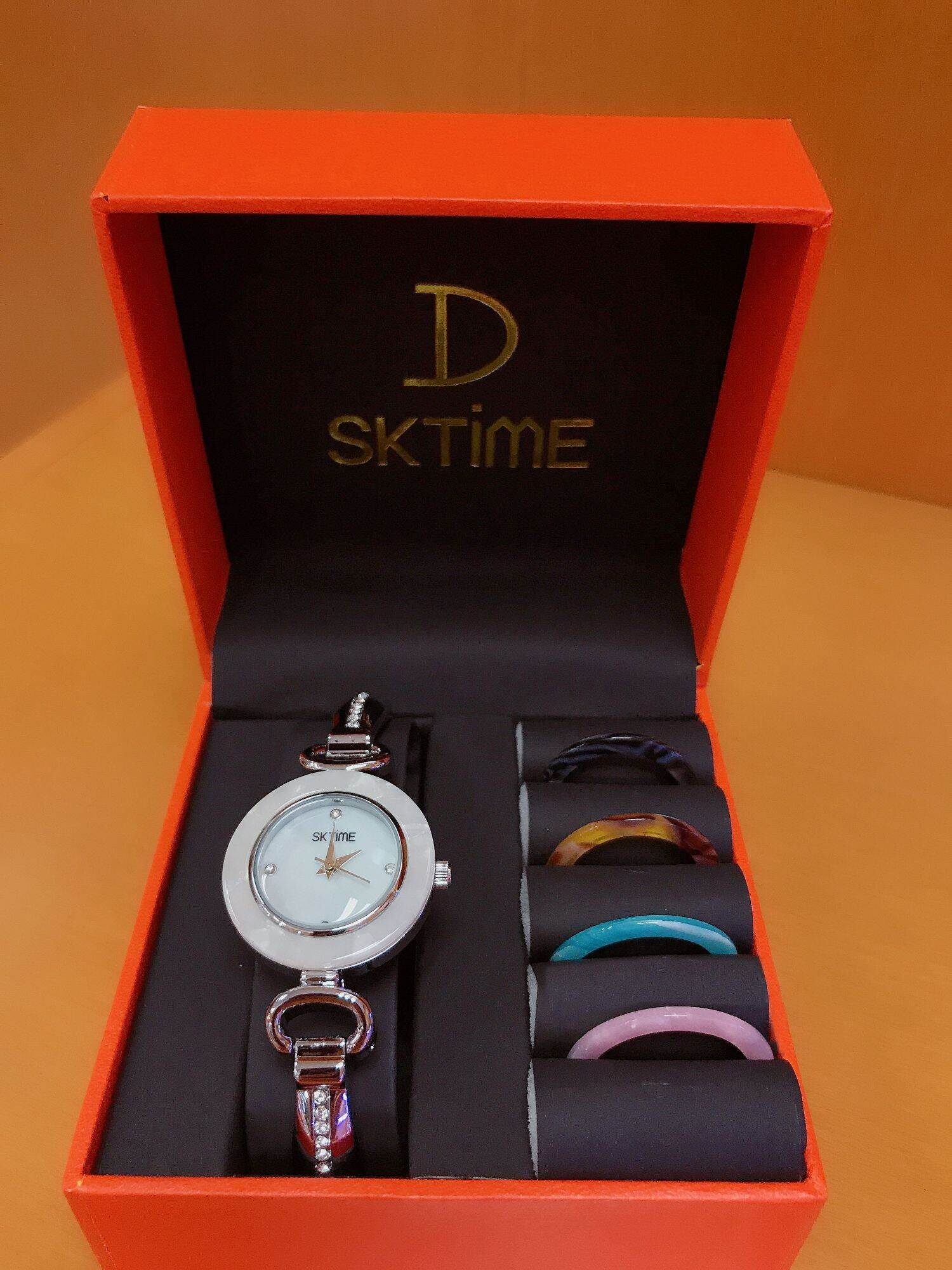 นาฬิกาข้อมือผู้หญิง SK Time แบบสร้อยเปลี่ยนหน้าปัดได้ถึง 5 สีพร้อมกล่อง ...
