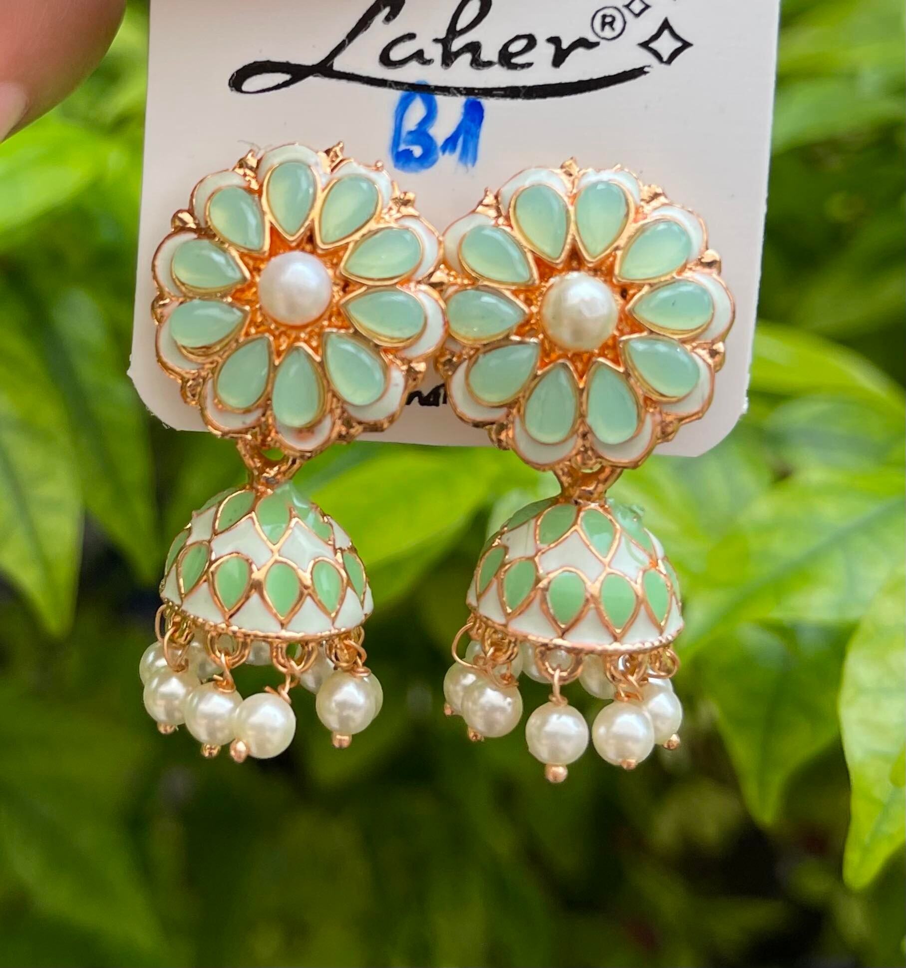 ต่างหูอินเดียระฆังเล็กงานลงยา4 cm2 cm Indian Meenakari Small Jumki ...